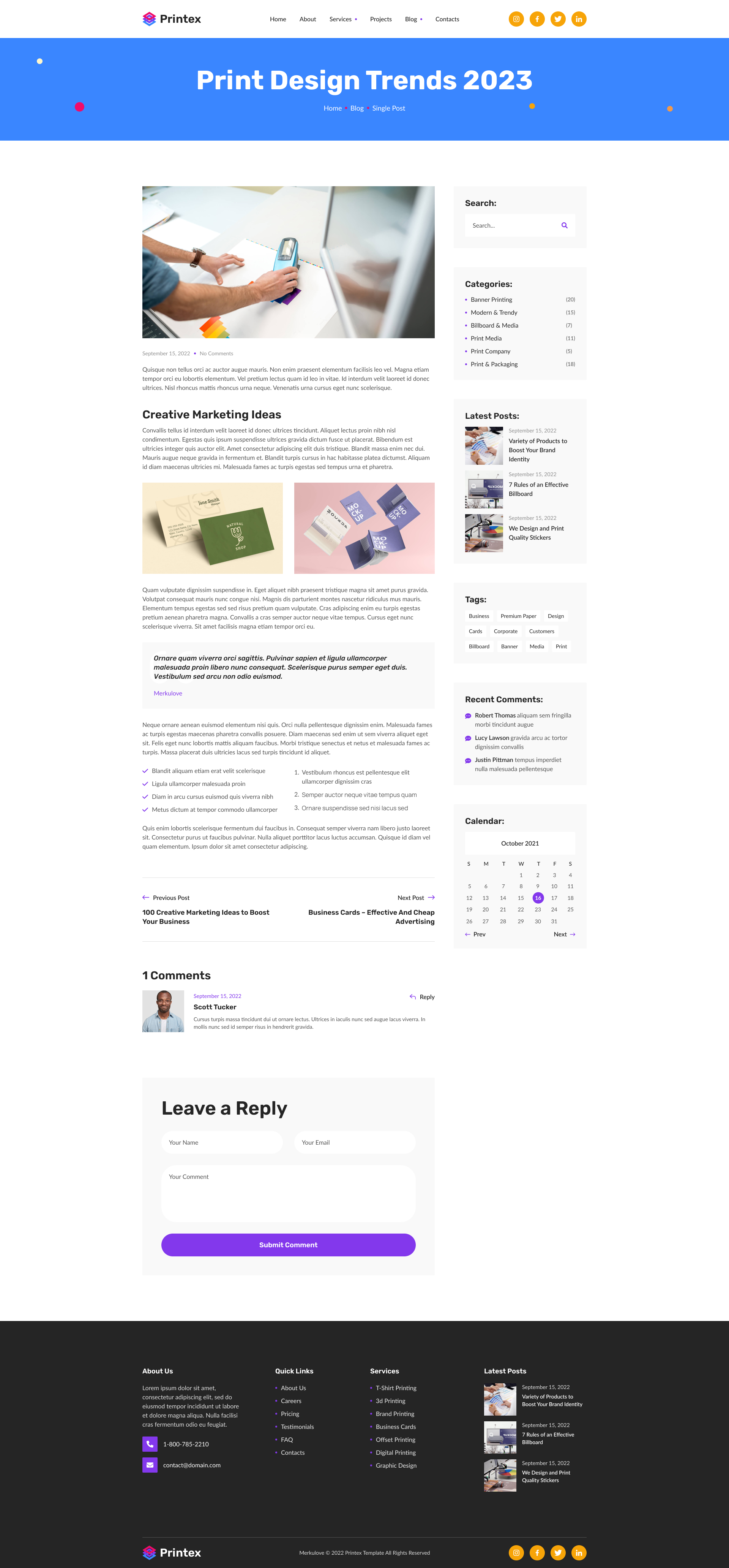 Printex – Printing Company Template for Figma by merkulove | ThemeForest